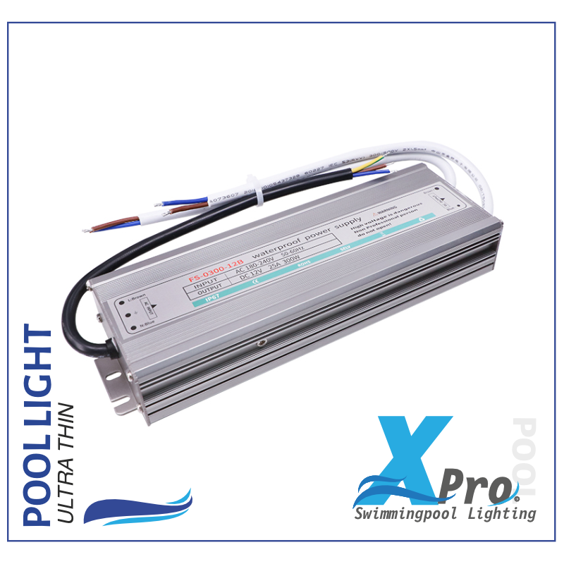 Ultra dunne LED transformator 12V 300W DC IP67