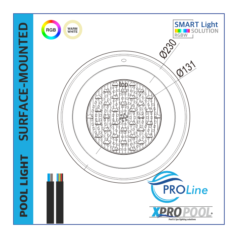 PROLINE | Surface-mounted pool light 230x50mm WARM WHITE / RGB 18w ...