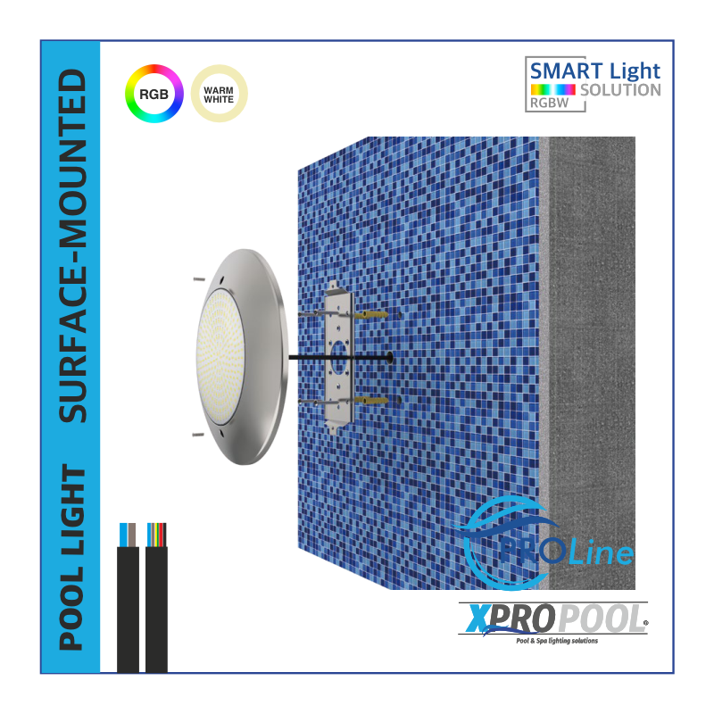 PROLINE | Surface-mounted pool light 230x50mm WARM WHITE / RGB 18w ...
