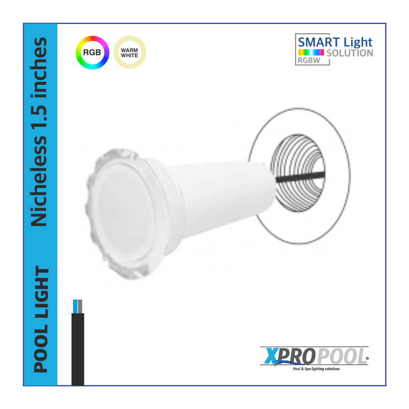 Nicheless pool light 12 Watt White - Color LED for Pool and Hot Tub Spa ...