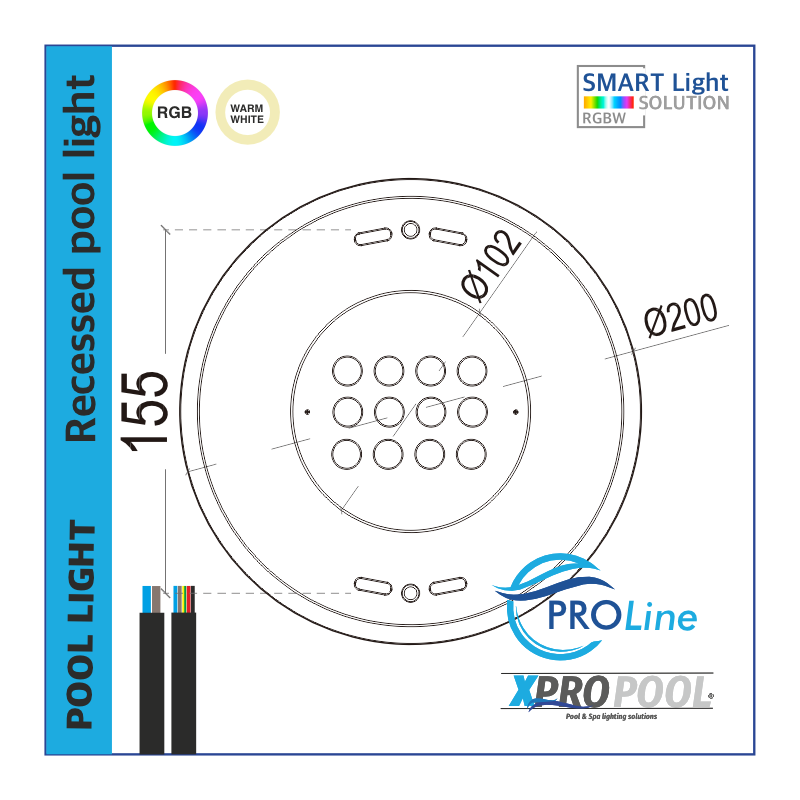 PROLINE | PRO 200mm Stainless Steel 316L Recessed Pool Light | Warm ...