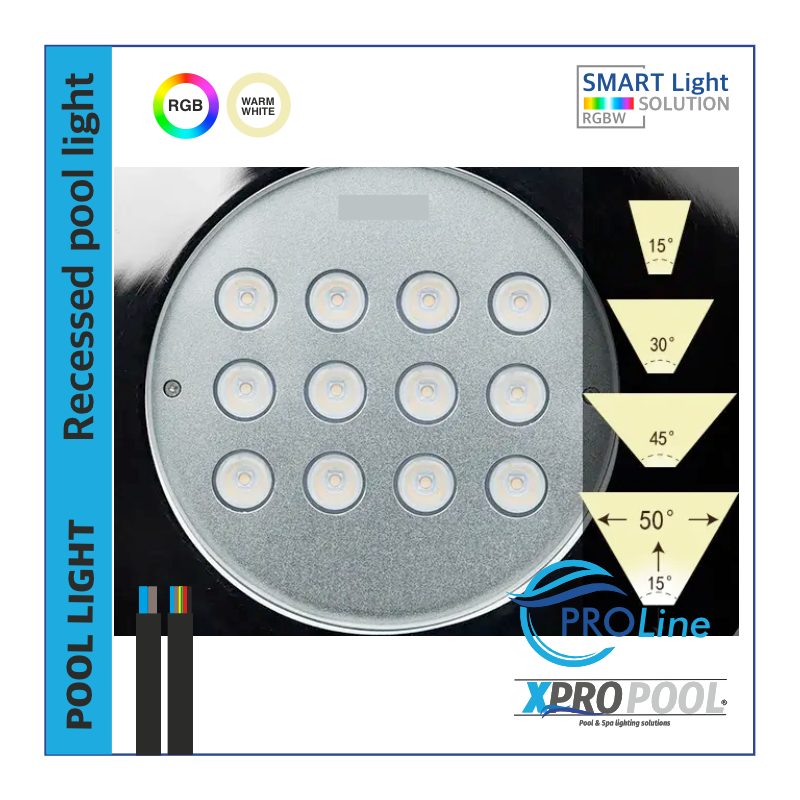 PROLINE | PRO 200mm stainless steel 316L Recessed pool light | Warm ...