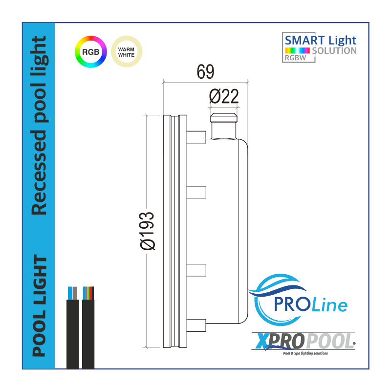PROLINE | PRO 200mm stainless steel 316L Recessed pool light | Warm ...
