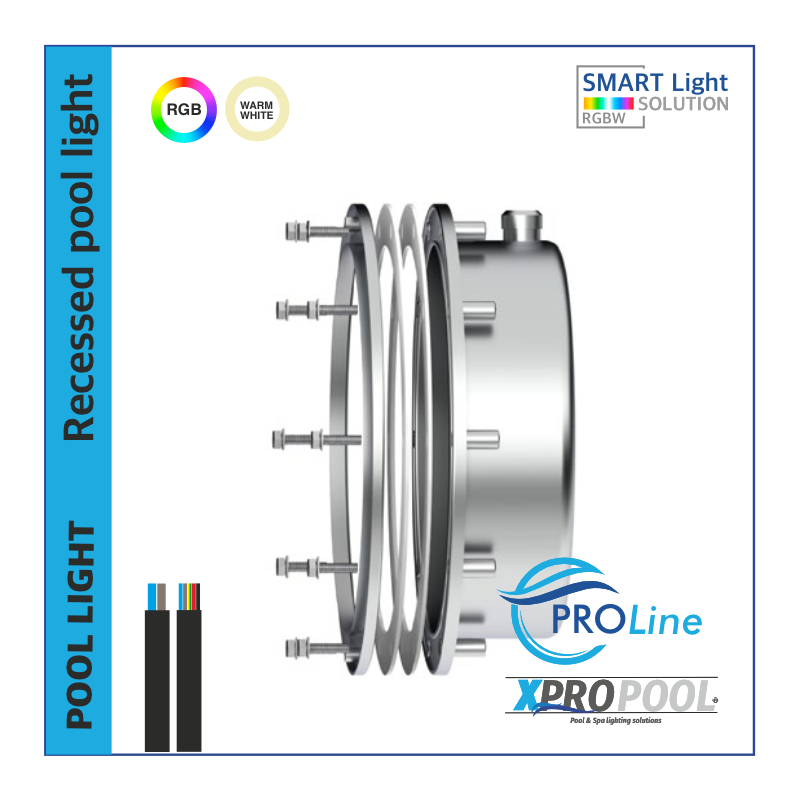 PROLINE | PRO 200mm stainless steel 316L Recessed pool light | Warm ...