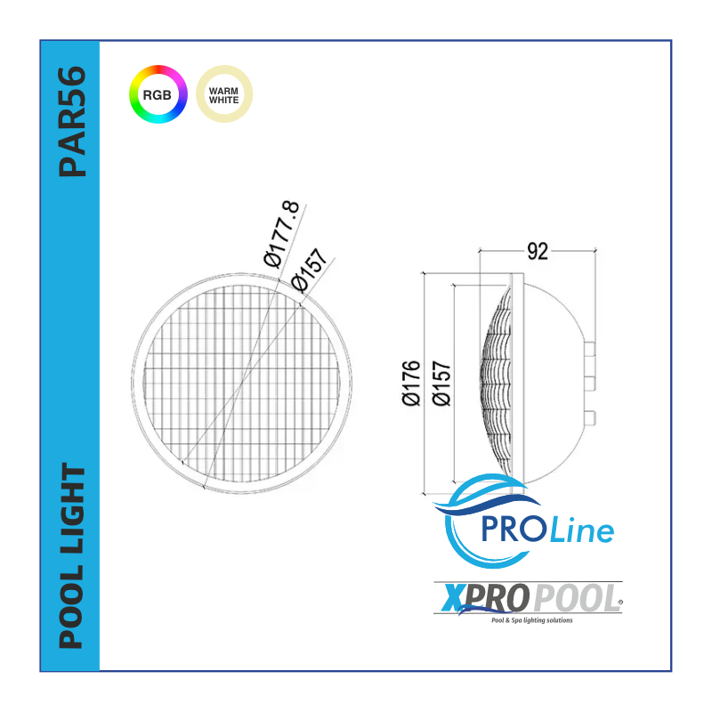 PROLINE | Pool lamp LED IP68 12V PAR56 warm white 25W Light strength 25 ...