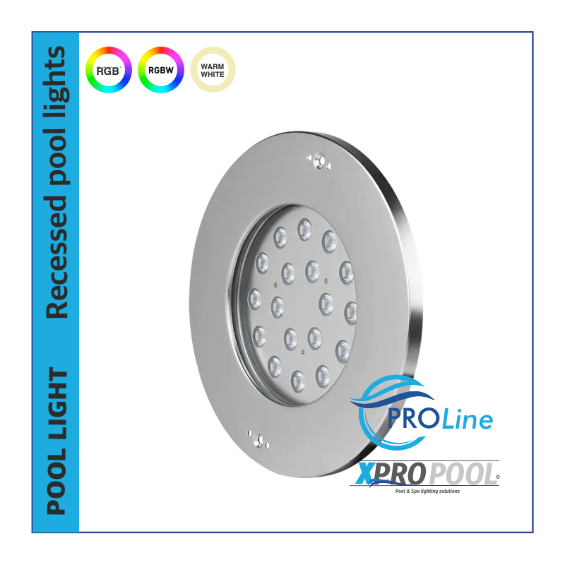 PROLINE | 270 MM | stainless steel 316L Recessed pool light | Warm ...