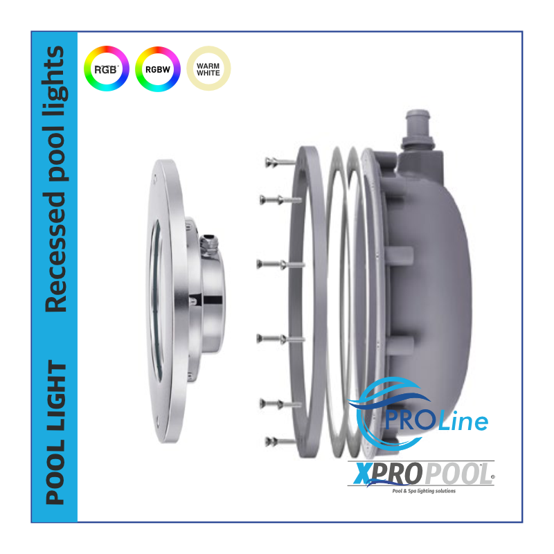 PROLINE | 270 MM | stainless steel 316L Recessed pool light | Warm ...