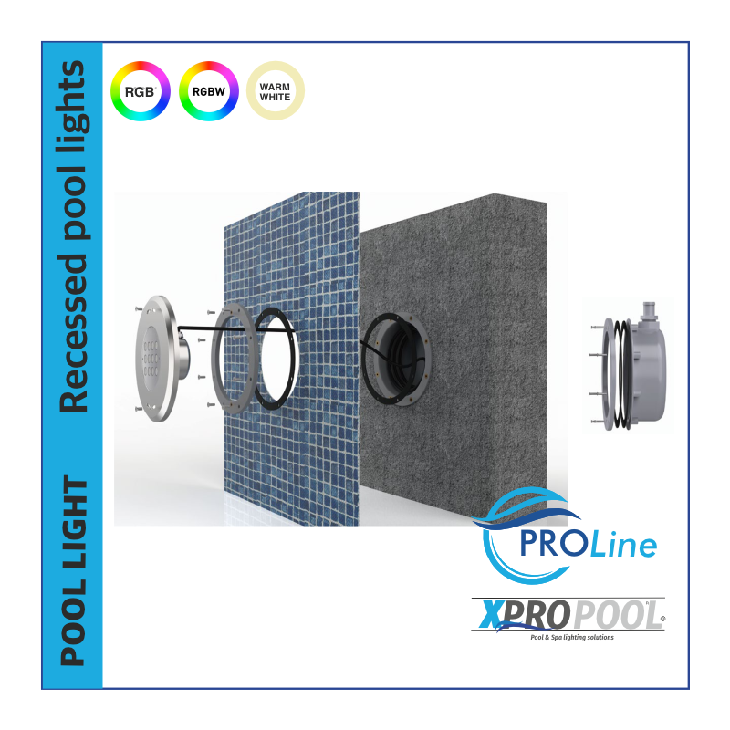 PROLINE | 270 MM | stainless steel 316L Recessed pool light | Warm ...