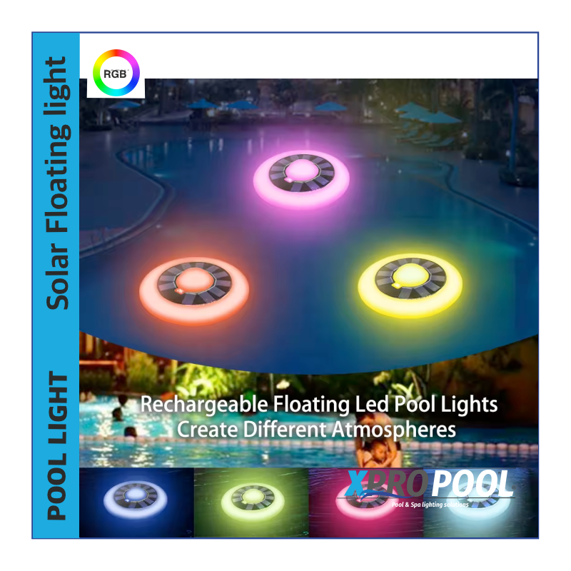 Solar floating Rgb pool light with thermostat and remote control
