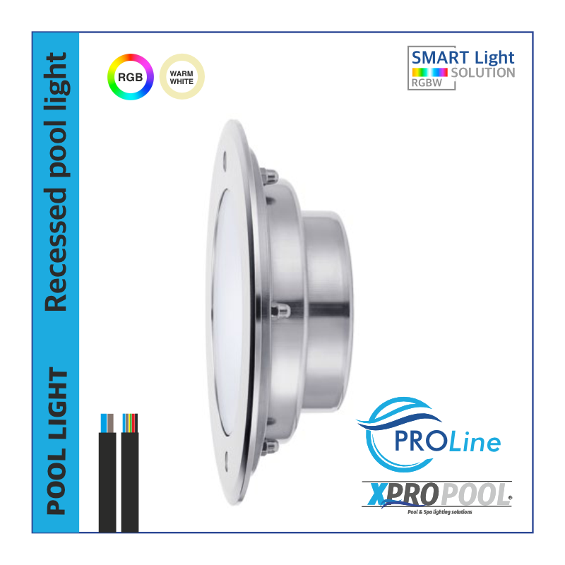 PROLINE | 190mm stainless steel 316L Recessed pool light | Warm white ...
