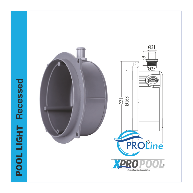 PROLINE | 190mm stainless steel 316L Recessed pool light | Warm white ...
