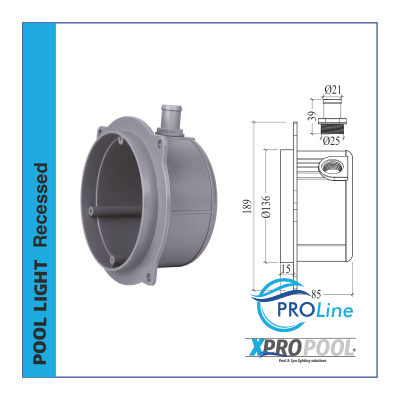 PROLINE | 160mm stainless steel 316L Recessed pool light | Warm white ...