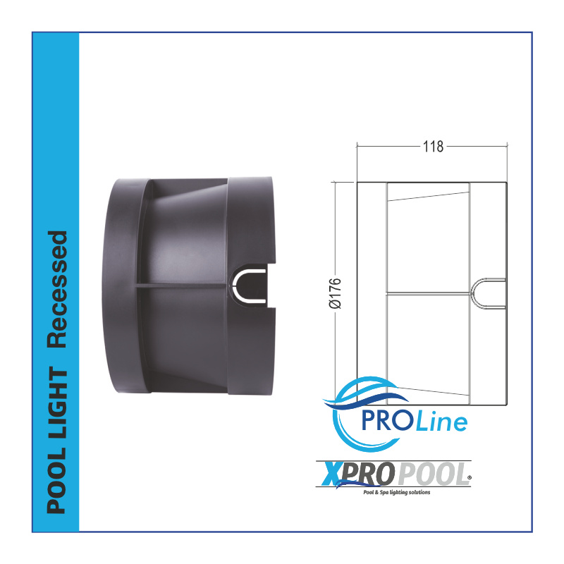 PROLINE | 180 mm stainless steel 316L Recessed pool light | Wall/Floor ...