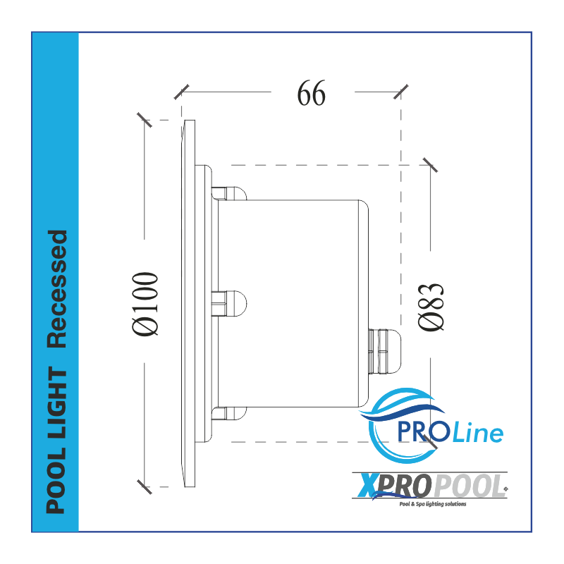 PROLINE | 100 mm stainless steel 316L Recessed pool light | Wall/Floor ...